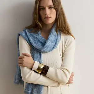 Ralph Lauren Paisley Wool-silk Scarf - Blue