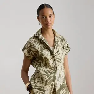 Ralph Lauren Relaxed Fit Short-sleeve Printed Linen Shirt - Olive Multi