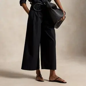 Ralph Lauren Cotton Relaxed Wide-leg Crop Pants - Black