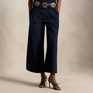 Ralph Lauren Cotton Relaxed Wide-leg Crop Pants - Navy