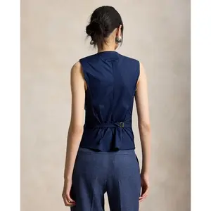 Ralph Lauren Buttoned Linen-cotton Vest - Blue Melange