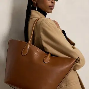 Ralph Lauren Medium Bellport Tote In Full-grain Leather - Cuoio