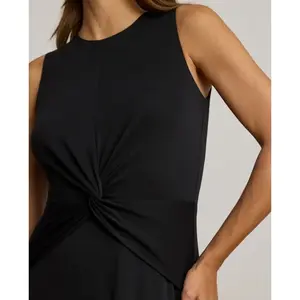 Ralph Lauren Sleeveless Twist-front Jersey Midi Dress - Black
