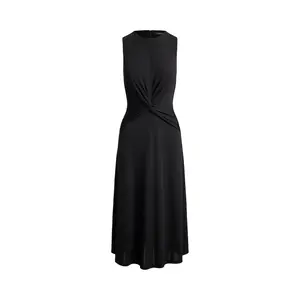 Ralph Lauren Sleeveless Twist-front Jersey Midi Dress - Black