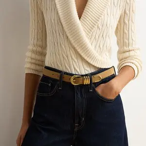 Ralph Lauren Suede Skinny Belt - Camel