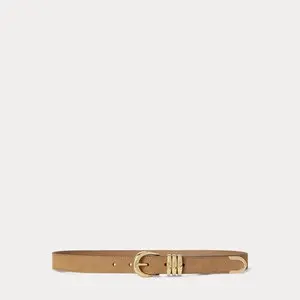 Ralph Lauren Metal-keeper Suede Skinny Belt - Camel
