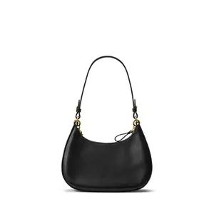 Ralph Lauren Leather Marcy Zip Shoulder Bag - Black