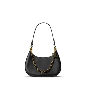 Ralph Lauren Leather Marcy Zip Shoulder Bag - Black