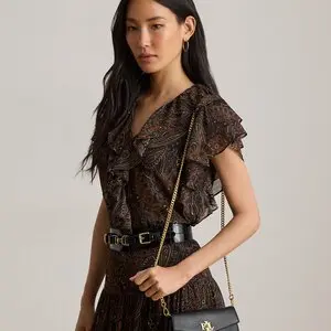 Ralph Lauren Nappa Leather Crossbody Wallet With Chain Strap