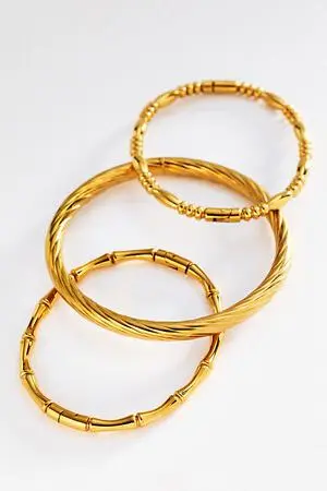 ANTHROPOLOGIE Textured Metal Bracelets - Set Of 3