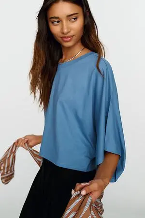 PILCRO Cotton Poncho Tee - Blue