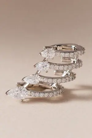 Nadri Multi Row Cuff Earrings - Silver