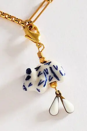 PAJAROLIMON Mini Pig Charm With Porcelain Accents