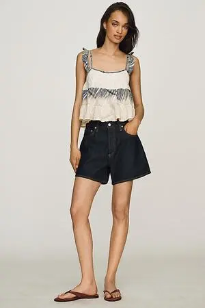 PILCRO Sweater Knit & Woven Tiered Tank