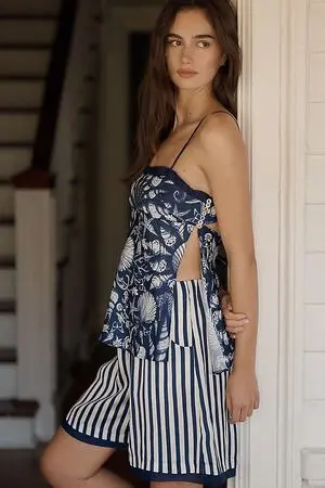 LYREBIRD Silky Bermuda Shorts - Blue Pattern