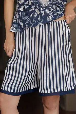 LYREBIRD Silky Bermuda Shorts - Blue Pattern