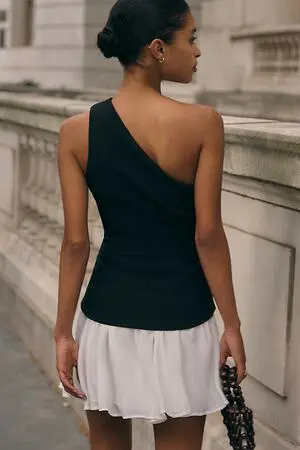 Maeve One-shoulder Ruffled Mini Dress - Black