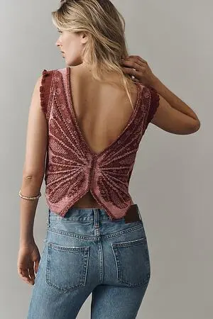 Anthropologie Butterfly Sweater Tank Top