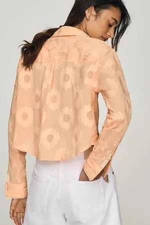Maeve Floral Crop Buttondown Shirt