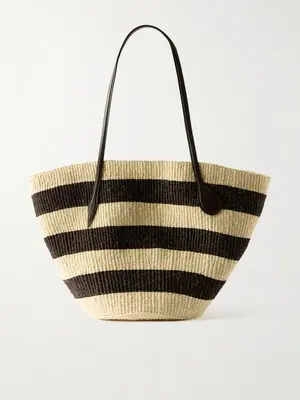 LIFFNER Striped Sisal Tote With Leather Trim - Neutrals