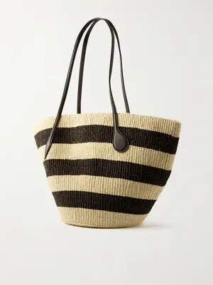 LIFFNER Striped Sisal Tote With Leather Trim - Neutrals