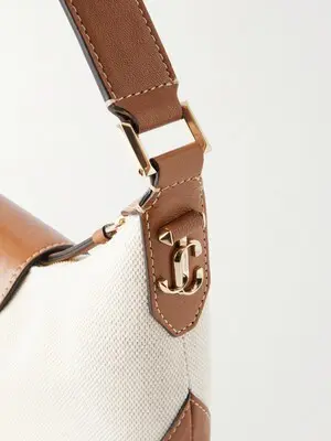 JIMMY CHOO Bar Small Canvas And Leather Shoulder Bag - Brown