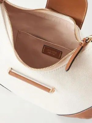 JIMMY CHOO Bar Small Canvas And Leather Shoulder Bag - Brown