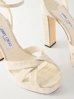 JIMMY CHOO Kove 120 Raffia Platform Sandals