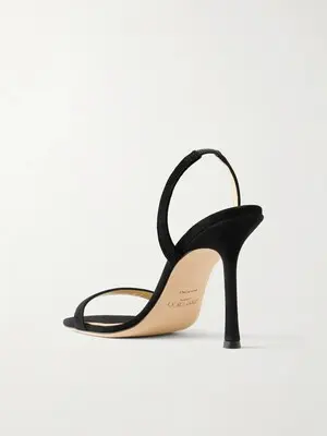 JIMMY CHOO Jenn 100 Suede Sandals - Black