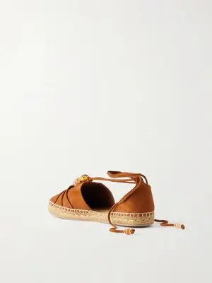 JIMMY CHOO Lemi Embellished Suede Espadrilles - Brown