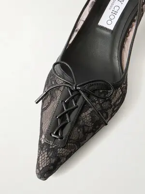 JIMMY CHOO Scarlett 50 Braided Lace Pumps - Black