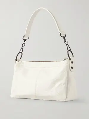 Balenciaga Le City Moto Mini Crinkled-leather Shoulder Bag - White