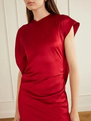 Victoria Beckham Satin Midi Dress - Red