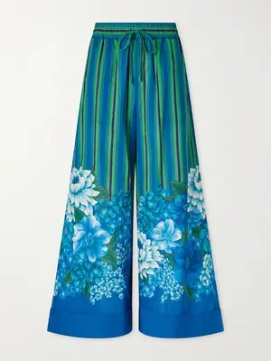 ALEMAIS Margo Printed Organic Cotton-voile Wide-leg Trousers