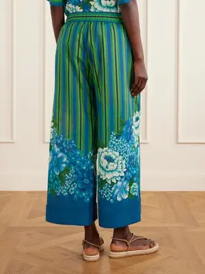 ALEMAIS Margo Printed Organic Cotton-voile Wide-leg Trousers