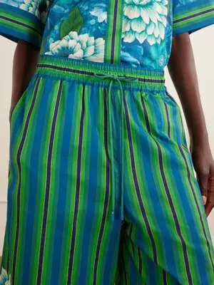 ALEMAIS Margo Printed Organic Cotton-voile Wide-leg Trousers