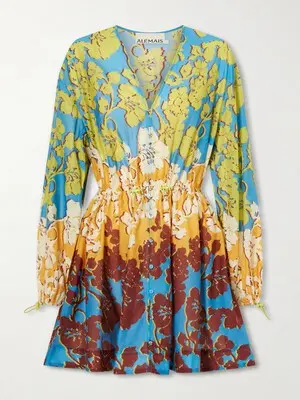 ALEMAIS Splice Cotton And Silk-blend Mini Dress - Multi