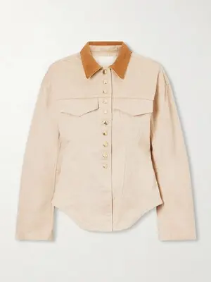 RÙADH The Lennox Suede-trimmed Organic Cotton-twill Jacket - Brown