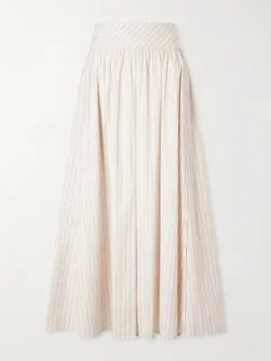 Theory Striped Cotton-blend Maxi Skirt