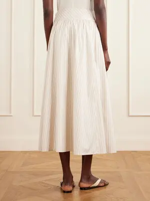 Theory Striped Cotton-blend Maxi Skirt