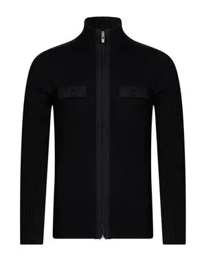 LIU •JO MAN Zip-up Cotton Cardigan With Side Seam Stripes - Black