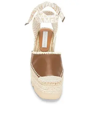 Stella McCartney Gaia 80 Whipstitched Wedge Sandal - Tan