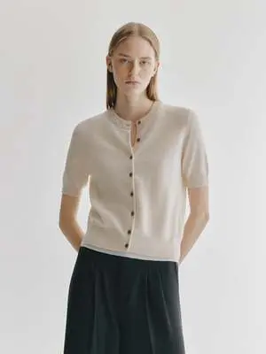 LISA YANG Marene Short Sleeve Cashmere Cardigan