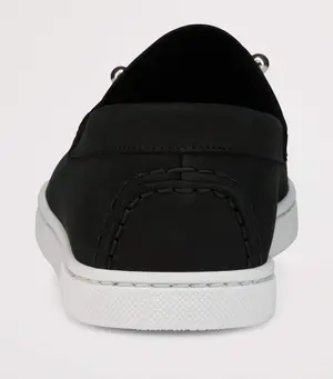 CHRISTIAN LOUBOUTIN Chambeliboat Leather Loafers With Metal Collar Pin - Black