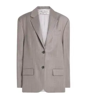 Acne Studios Pinstripe Wool Blazer With Layered Shirt Detail