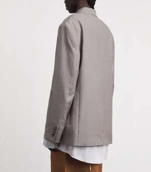Acne Studios Pinstripe Wool Blazer With Layered Shirt Detail