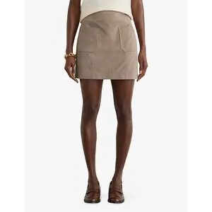 REISS Suede Mini Skirt With Patch Pockets