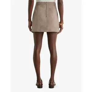 REISS Suede Mini Skirt With Patch Pockets
