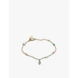 LA MAISON COUTURE With Love Darling Water Drop Bracelet In 14ct Yellow Gold-plated Sterling Silver With Topaz, Pearl, Coral, And Turquoise - Blue