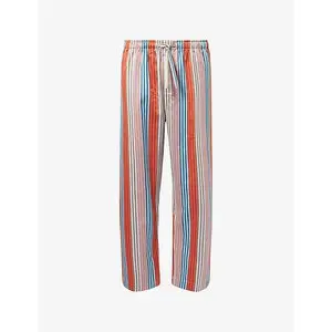 Derek Rose Wellington Stripe Cotton Satin Lounge Trousers - Multi-coloured